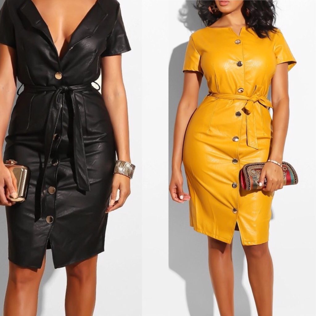 Buttoned Leather look foxy dress – Lozboutique